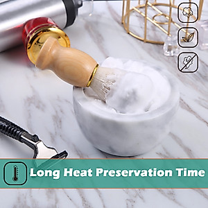 aisiming Marble Shaving Bowl for Shaving Soap & Cream, Shave Soap Cup Keep Warm Better, Produce Rich Foam Shaving Mug, Easy to Lather, Shaving Cup Gift for Men(White Grey)