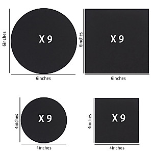 36 Pieces Round Blank Cards Cardstock Thick Cards Small Round Art Paint Board for Mandala Painting DIY Coasters Painting Writing and Decorations (Black, Diameter-6 and 4 in)
