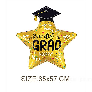6Pcs Congrats Balloons for Graduation Decorations, Class of 2024 Congrats Grad Aluminum Foil Balloons for College High School Graduation Party 2024