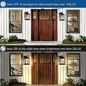 Dusk to Dawn Outdoor Porch Lights with 2 GFCI Outlets, Waterproof Wall Lights Mount for House, Aluminum Anti-Rust Exterior Light Fixture, Wall Sconce, Wall Lamp, Wall Lantern for Balcony, Garage