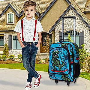 gxtvo Kids Luggage with Wheels for Boys, Dinosaur Rolling carry on Suitcase for Toddler Children