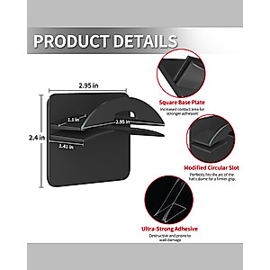 Quzhunoo 2-in-1 Hat Hooks (10PCS), No Drilling Hat Holder, Strong Adhesive Hat Rack for Wall Use, Hat Racks for Baseball Caps, Hat Organizer Display for Wall, Door, Closet, Black