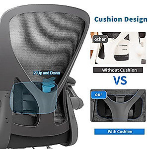 SICHY AGE Ergonomic Office Chair Home Desk Office Chair with Flip-Armrest & Cushion for Lumbar Support, Mid Back Computer Chair with Thickened Cushion Desk Chairs
