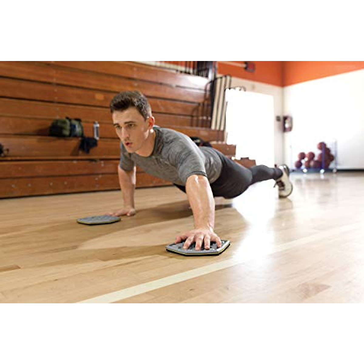 SKLZ Slidez Dual-Sided Exercise Glider Discs for Core Stability Exercises for Hands & Feet, Court Use