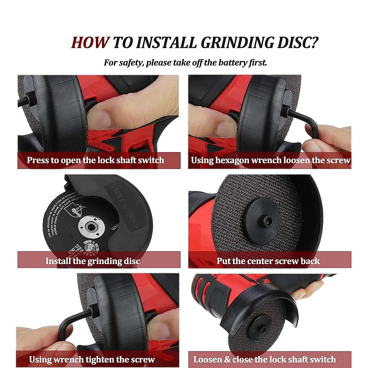 Boyuan 3 Inch Cordless Angle Grinder, 12V Mini Cordless Metal Cutter Machine, with 2.0Ah Li-Ion Battery & Charger, Battery Grinder Tool for Grinding Cutting,2pcs Battery