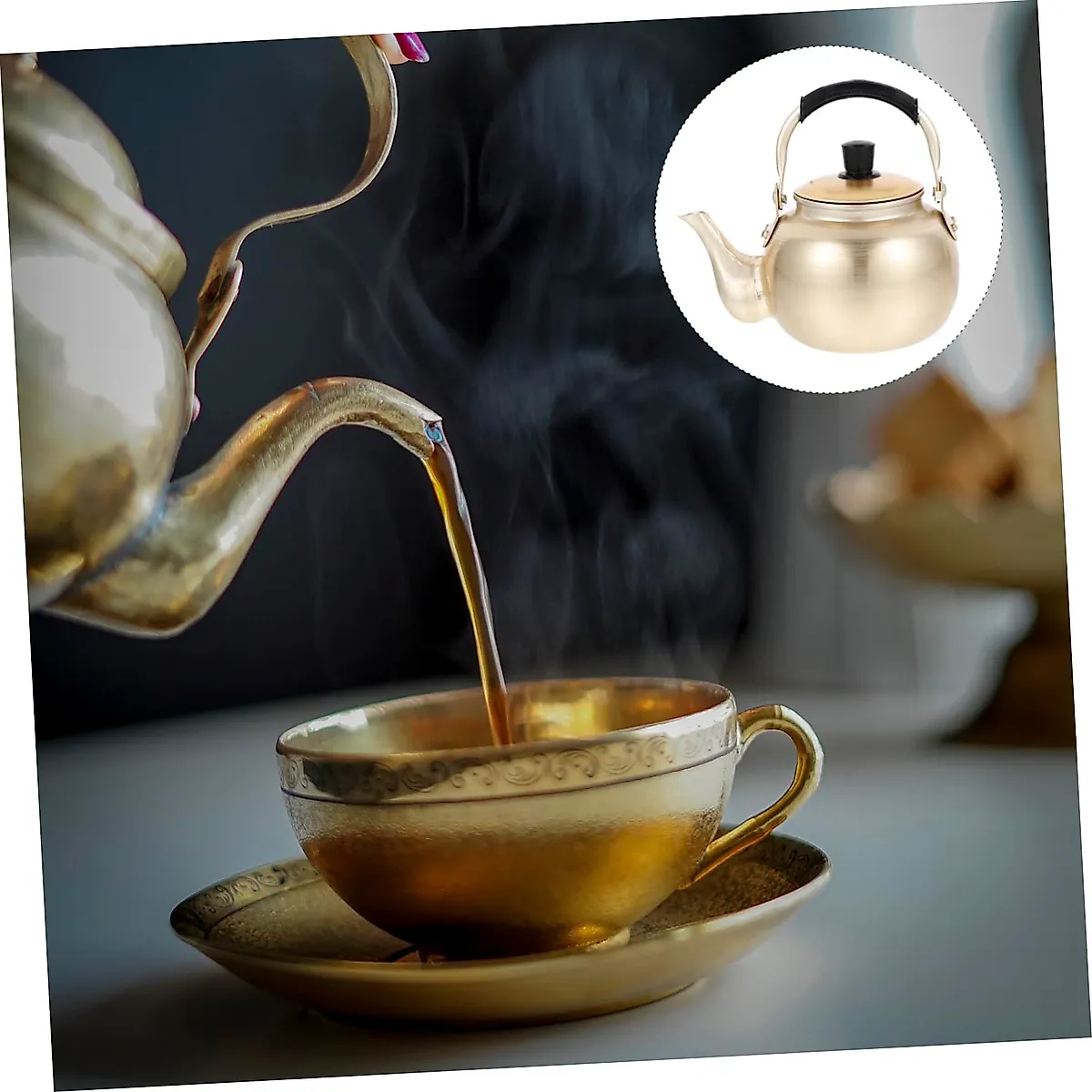 HEMOTON Tea Serving Kettle Household Korean Raw Rice Wine Storage Aluminium Kettle Pot Anti Leak Water Soup Kettle for Home Restaurant Kitchen 2L