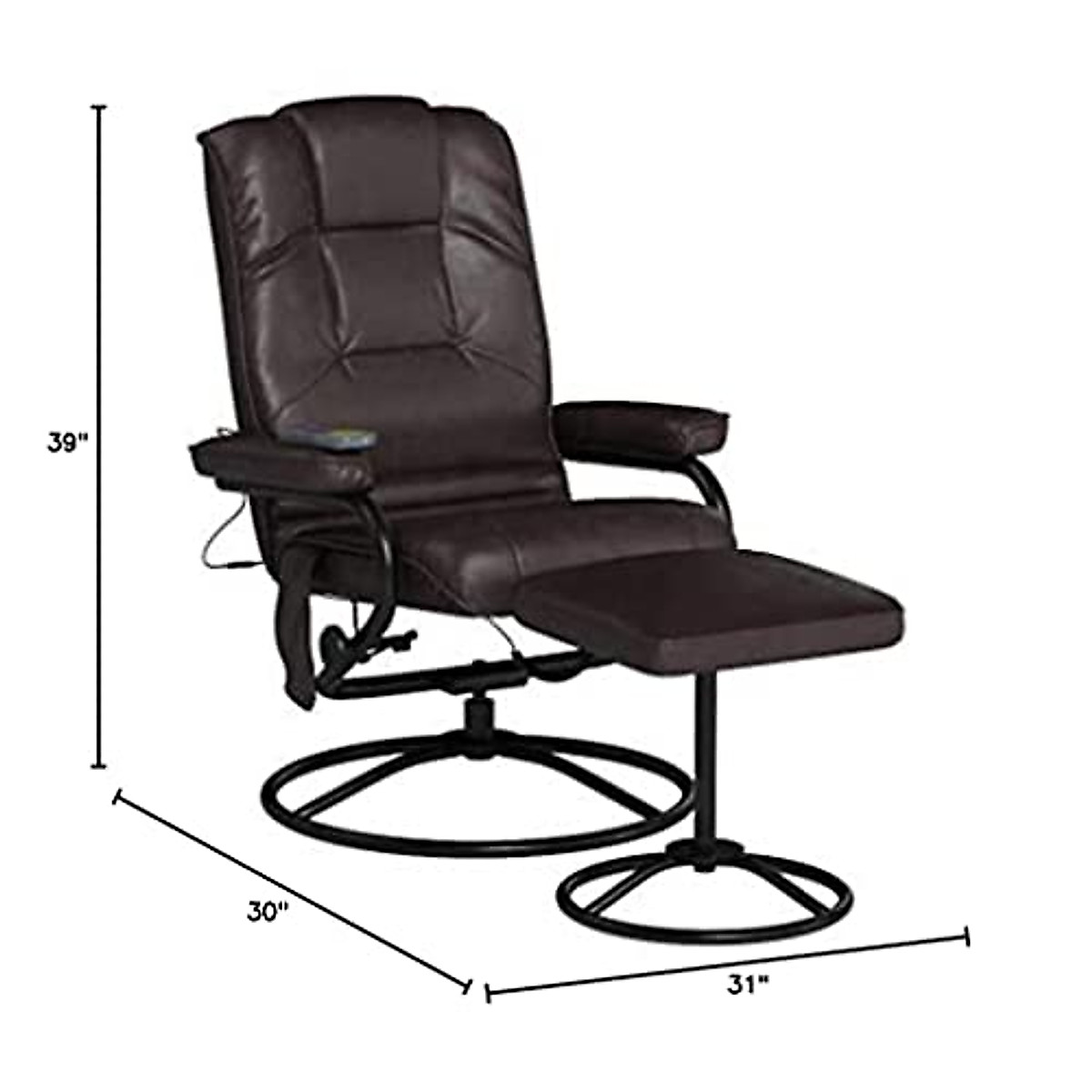 Flash Furniture Whitney Massaging Multi-Position Recliner and Ottoman with Metal Bases in Brown LeatherSoft