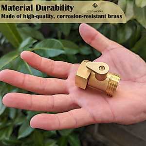 Little Gardener Hose Shut Off Valve - GHT 3/4 Inch Brass Garden Hose Valve - Heavy Duty Water Fittings to Connect to Outside Hose Bib - Shutoff Connector and Adapter for Outdoor Faucet Use On Off