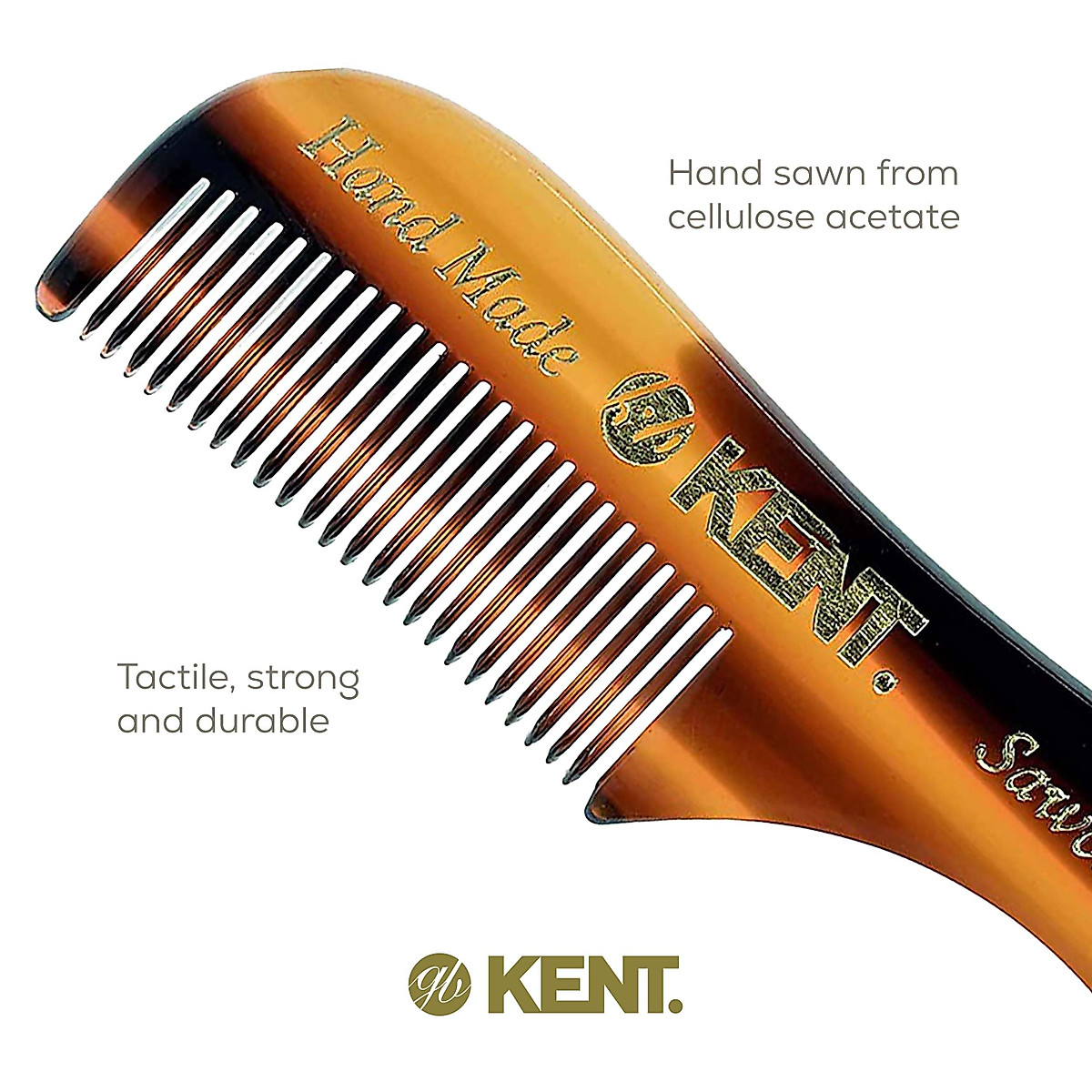 KENT 81T "Freddie" Handmade Beard Mustache Comb - Extra Small. Unbreakable Fine Toothed Beard and Moustache Combs Pocket Size for Facial Hair Grooming. Hand-Made Saw-Cut & Polished