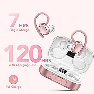 KT1 Ear Buds Wireless Earbuds V5.3, 120H Playtime, Bluetooth Earbuds for Small Ear, IPX7 Waterproof Running Headphones, Deep Bass, Over Ear Sport Earbuds Wireless Bluetooth Earphones for Android iOS