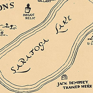 Antiguos Maps Saratoga Springs, New York - City Pictorial Map circa 1927 - measures 18 inches x 24 inches (457 mm x 610 mm)
