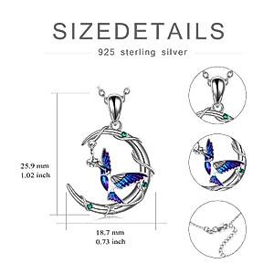 AOBOCO Sterling Silver Hummingbird Necklace Embellished with Crystals from Austria,hypoallergenic Pendant gifts, Anniversary Birthday Jewelry Gifts Present for Women (A Hummingbird Necklace)