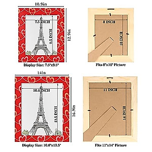 cfpolar Red Heart Wooden Picture Frames, 8x10 Photo Frames for Tabletop Desk Display Home Office Bedroom Living Room Decor, Ideal Gift to Family Friends