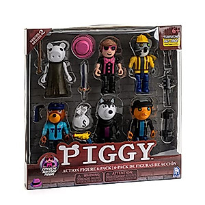 PIGGY Action Figure 6 Pack - Six 3.5" Articulated Buildable Toys with Exclusive MiniToon Figure, 9 Accessories, Series 2, includes DLC