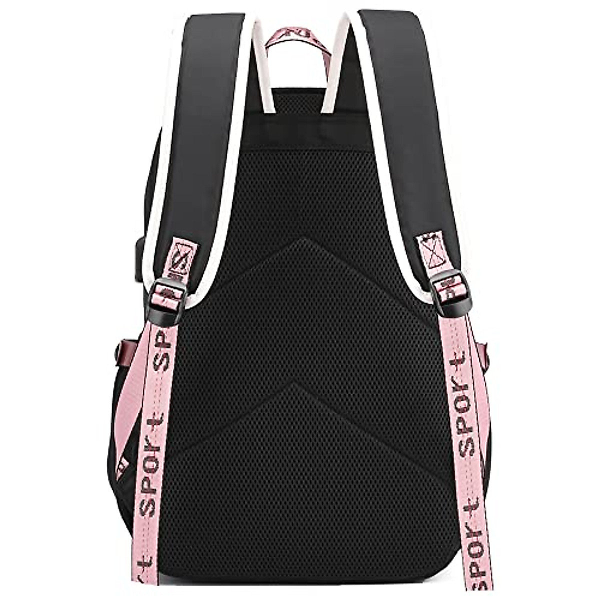 CUSALBOY Kpop Backpack Lisa Rose JISOO Jennie Shouler Bag Messenger Bag Fashion USB Charging Backpack (black 4)