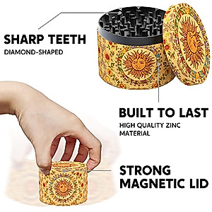 JOYTOP Grinder, 2.5 inch Vintage Boho Sun and Moon Grinder (Yellow)