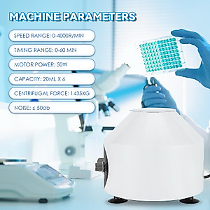 NEWTRY Electric Centrifuge Machine Desktop Lab Benchtop Centrifuges with Timer & Speed Control 4000rpm Capacity 20ml×6 800D 110V US Plug, 60HZ