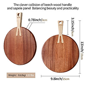 YSTKC Sapele Wood Cutting Board for Kitchen,Solid Wooden Charcuterie Board with Handle,13" Chopping Board,Serving Borad for Cutting Steak,Cheese,Fruits and Vegetable