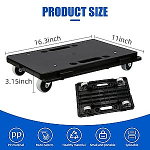 Baxeo Furniture Dolly, Moving Dolly Cart Furniture Mover, Interlocking Small Flat Dollies with 4 Wheels, 440 Lbs Capacity, 2 Pack, Black (16.3 x11 inch Each Count)
