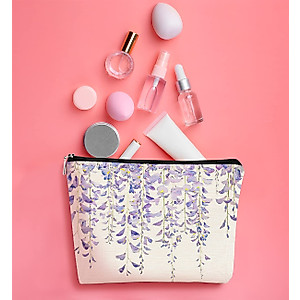 BARPERY Watercolor Lavender Flowers Makeup Bag,Spring Summer Flower Cosmetic Bag Best Gift Idea for Teen Girls Women,Birthday Christmas Gifts for Girls Women Daughter Sister