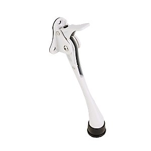 HOME&I Kickdown Door Stopper, 6-Inch Commercial Heavy Duty Door Stop Holder Kick Door Kickstand Height-Adjustable Rubber Foot (White)