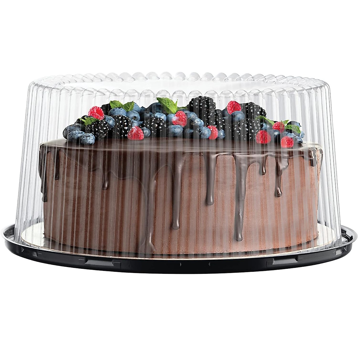 11-12" Cake Containers Carriers Plastic Disposable Carriers with Dome Lids and Cake Boards - 5 Round Cake Carriers for Transport | Clear Bundt Cake Boxes Cover(Large)
