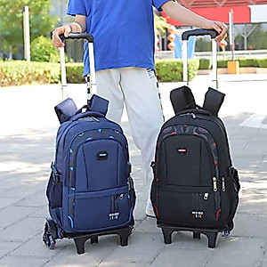 MITOWERMI Rolling Backpack for Boys Girls Trolley Bag with Wheels Roller Backpack for Kids Wheeled Middle School Bookbags