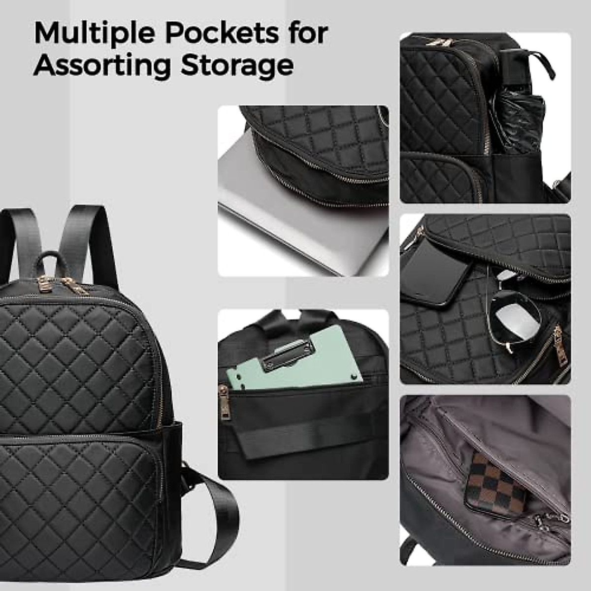 Backpack for Women and Girls, Chic Geometric Design Casual School Bag, Waterproof Oxford Cloth Shoulder Bag, Multi-pocket Large Capacity Backpack for School, Office