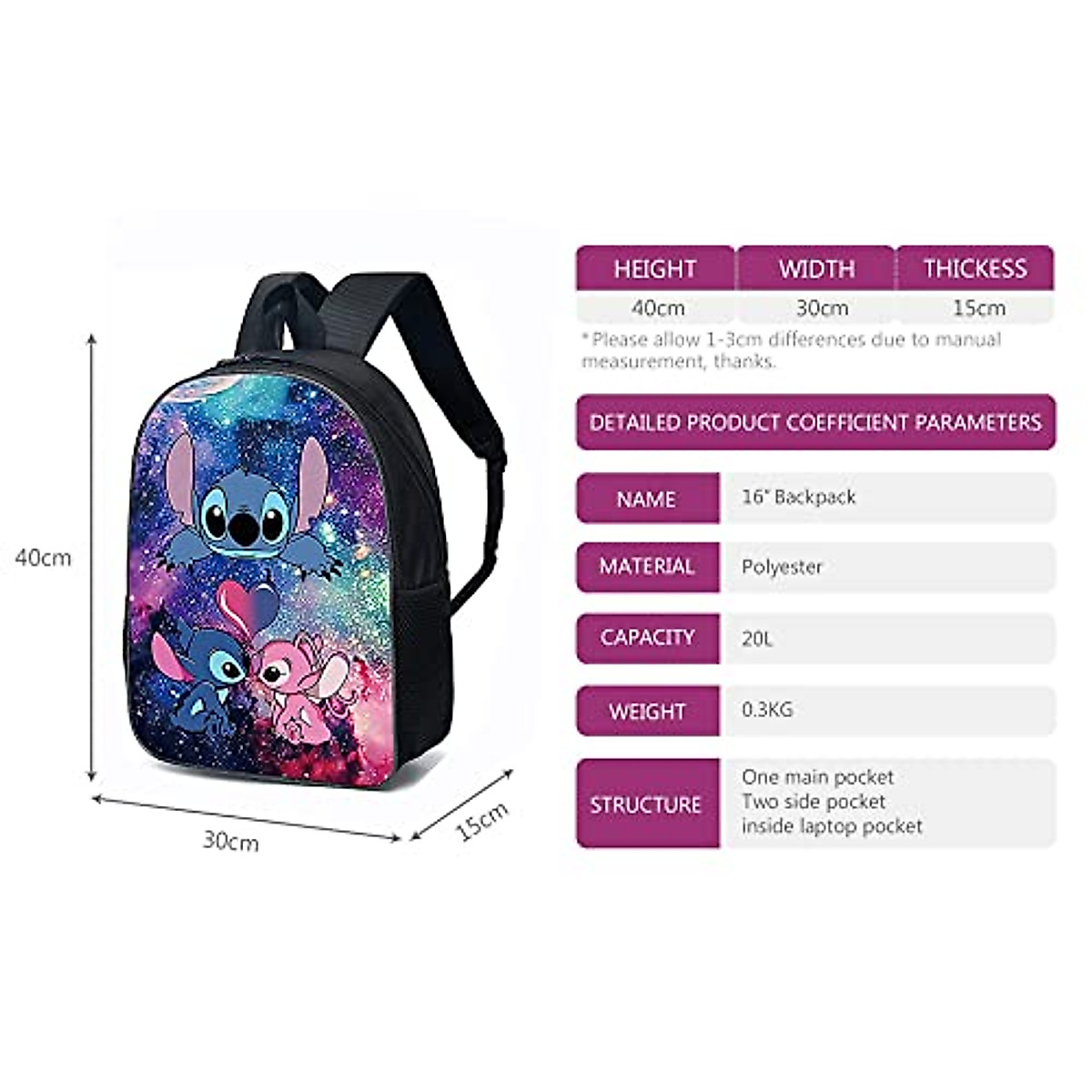 LIUZHUQIN 3PCS Boys Backpack,Girls Bags With Lunch Box Pencil Case Set,Adjustable Shoulder 16 Inch Backpacks (3, One Size)