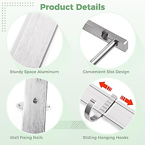 BATTIPAW 4-Tier Ribbon Wall Holder, Ribbon Wall Rack with Sliding Hooks, Wall Mounted Ribbon Organizer, Sewing Thread Wall Holder, Metal Wall Rack for Wire Spools, Fabric, Scarves, Belts, Towels