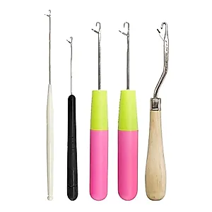 5PCS Latch Hook, Different Sizes Small Crochet Hooks Needle for Hair