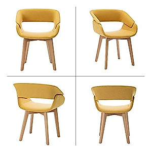 ivinta Modern Dining Room Chair Set of 2 for Kitchen, Mid-Century Upholstered Fabric Accent Chair with Solid Wood Legs