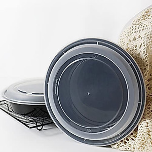 HYMEEE 48oz round food salad bowls with lids reusable takeout large meal prep containers BPA free to go freeze bento lunch boxes microwave dishwasher safe 10Pack