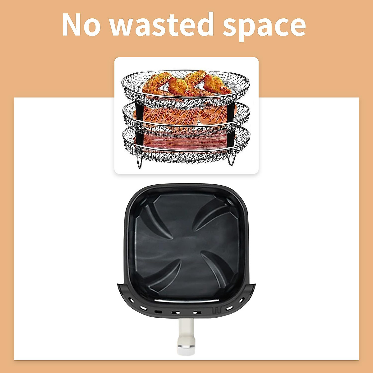 Air Fryer Racks Stainless Steel 11Pcs Air Fryer Universal Accessories, 3 Layer Stackable Dehydrator Racks With Oil Brush and Clamp, Air Fryer Basket Tray Fit Air Fryer, Oven, Pressure Cooker