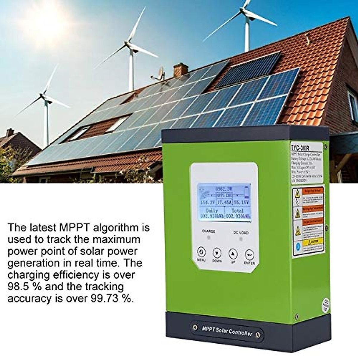 SUNNYSKY Solar MPPT Solar Charge Controller 12V/24V/48V 60A Solar Charge Controller for Lithium Battery and Lead-Acid Batteries with Intelligent LCD Display
