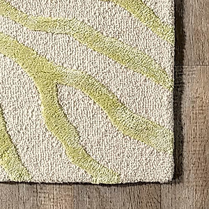 nuLOOM Zebra Hand Tufted Plush Wool Area Rug, 8' x 10', Green