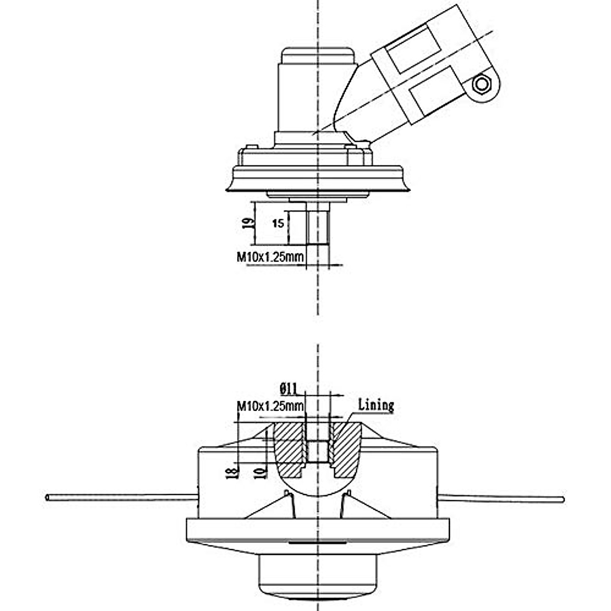 BGTOOL Universal fit Trimmer Head Bump Feed Weed Eater for Brush Cutter Grass Trimmer Petrol Straight Shaft Strimmer M10 x 1.25 LH (Black)