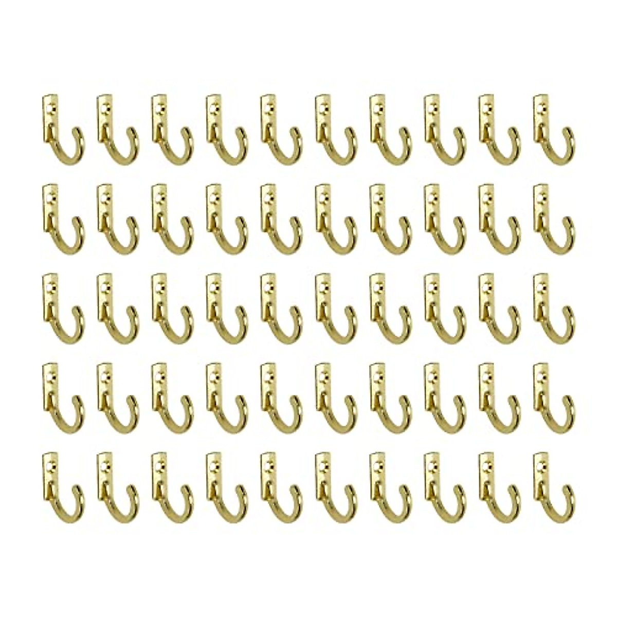 Faotup 50PCS Zinc Alloy 0.70Inch Heigth Gold Wall Mounted Single Hook Robe Hooks,Small Coat Hooks for Hanging,Gold Metal Hooks,with M3 Screws