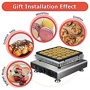 Multifunction Mini Pancakes Maker Machine,Commercial Electric Dutch Pancakes Baker Maker,25PCS Muffin Iron with 2 Interchangeable Nonstick Baking Plates for Home,Restaurants,Kitchen,Snack Bar…