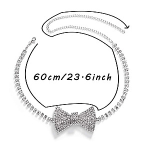 Sethain Rhinestone Choker Necklace Silver Sparkly Crystal Bowknot Necklaces Party Jewelry Accessories for Women (Silver)
