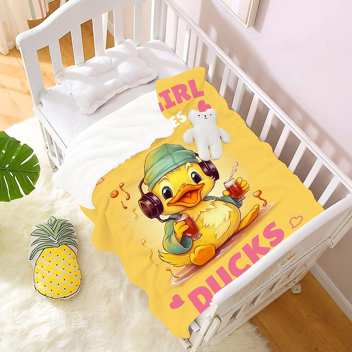 Rubber Duck Yellow Throw Blanket Super Soft Cozy Duck Blankets for Couch Bed Duck Gifts for Duck Lovers Duck Bathroom Decor Lightweight and Durable 40"x50"for Kids/Child