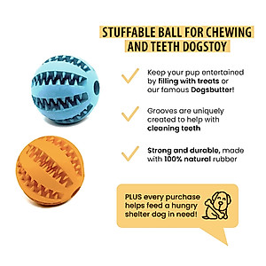 Stuffable Dog Ball Toy - Dog Chew Ball | Interactive Dog Balls for Aggressive Chewers | Dog Balls & Chew Toys for Teething | Dog Ball Chew Toy | Blue