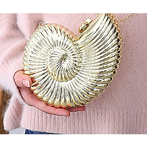 TOKYO-T Gold Evening Purses and Clutches for Women Seashell Crossbody Shiny Bag Chain