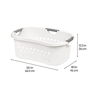 IRIS USA 48L Plastic Hip Hold Laundry Basket Hamper Organizer with Built-In Comfort Carry Handles, 1.3 Bushel, for Closet, Dorm, Laundry Room, Bedroom, Nestable, Ventilation Hole, 3 Pack, Large, White