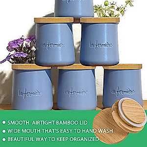 La Fermiere Yogurt Jar lids- 6PC Bamboo Jar Lids for La Fermiere Yogurt Jars,Compatible La Fermiere yogurt, Jar Lids with Silicone Sealing Rings for Mouth Jars Glass Storage Lids,100% Fit & Airtight. (Model-1)
