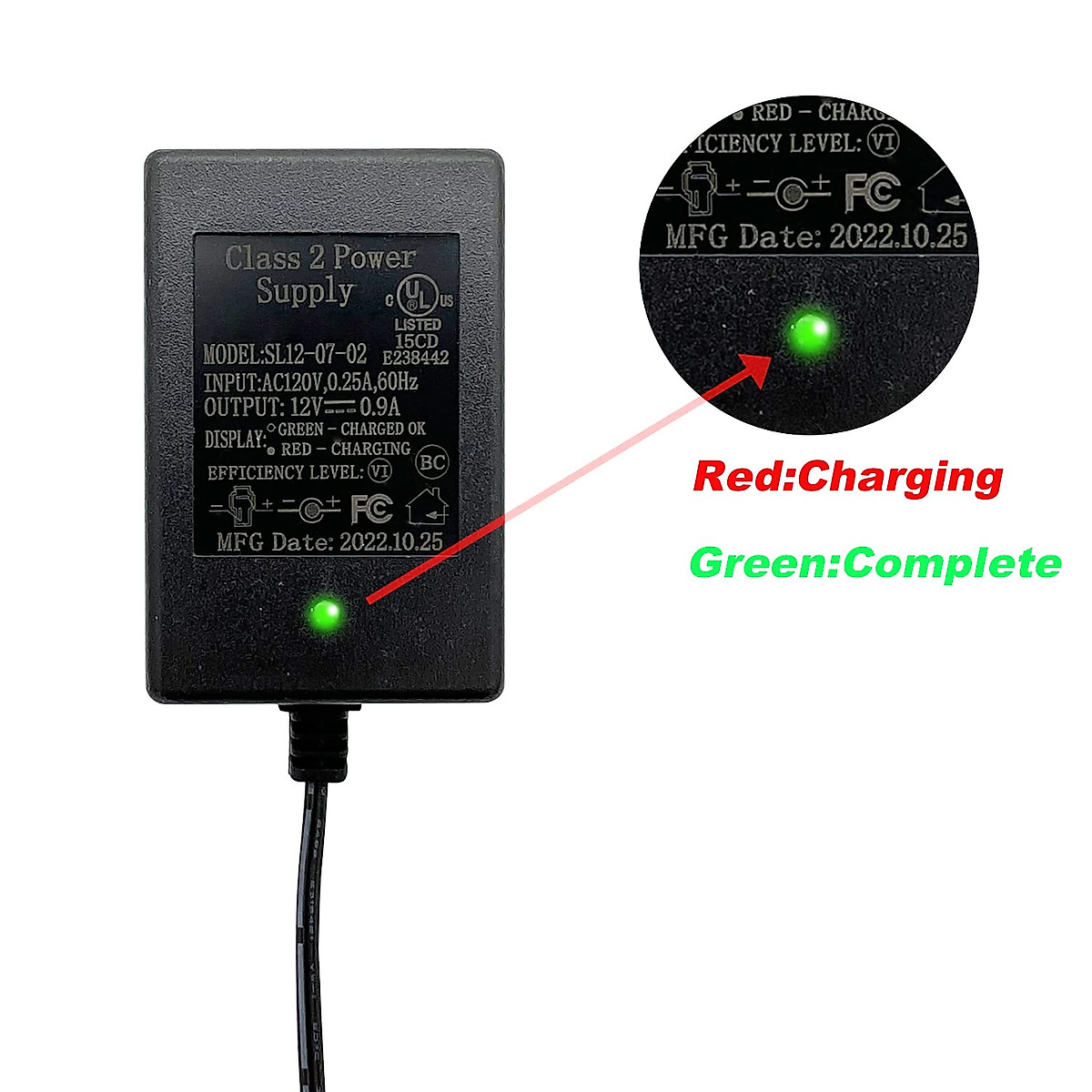 12 Volt Battery Charger for Ride On Toys 12V Kids Ride On Car Charger,12V Electric Car Riding Toy Battery Power Adapter Square Plug SL12-07-02