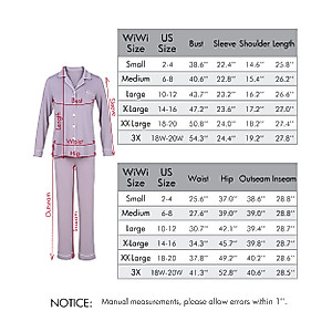 WiWi Viscose from Bamboo Pajamas Set for Women Soft Long Sleeve Button Down Sleepwear Plus Size Pj Lounge Sets S-3X, Heather Grey, 3X