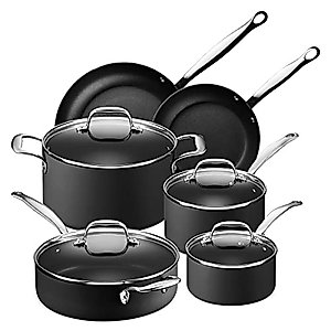 Legend Slick 10 pc Hard Anodized Nonstick Cookware - Next Gen Hard Anodized Aluminum & Steel Chef Grade Pots and Pans Set for Home - PFOA Free, Non-Toxic Non-Stick Surface - Oven & Dishwasher Safe