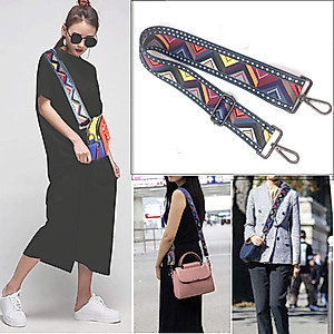Abuyall Wide Strap Replacement Guitar Style Multicolor Crossbody Handbag Strap A
