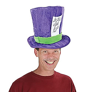 Beistle Soft Plush Fabric Mad Hatter Costume Accessories Unisex Hat Headwear, Purple/Green